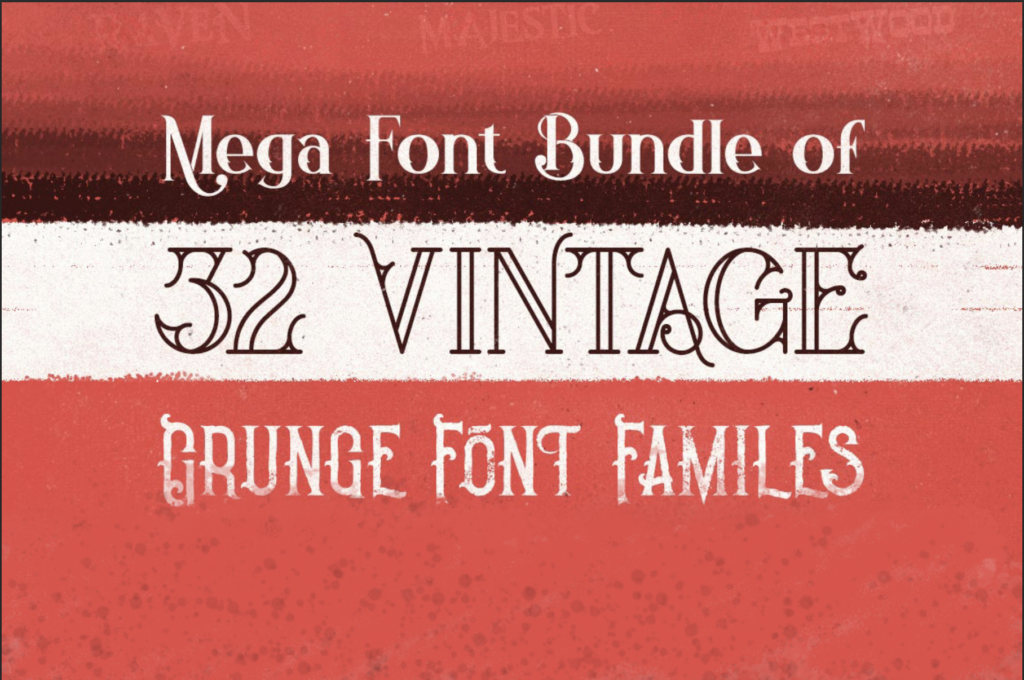 Mega Font Bundle: 32 Vintage, Grunge Fonts - Mighty Deals