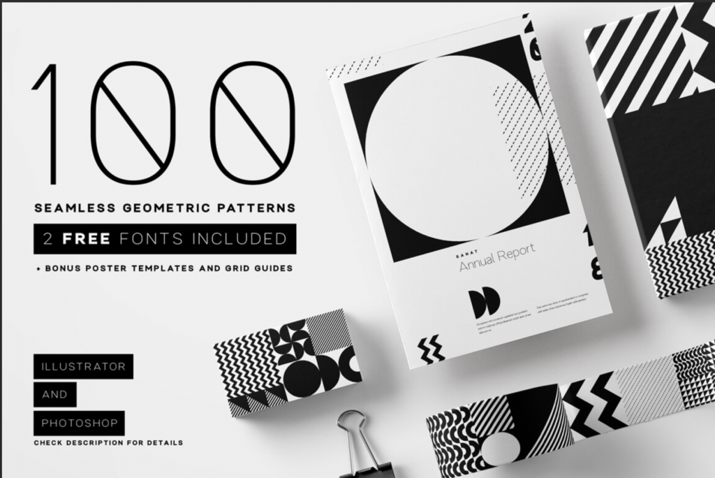 100 Geometric Patterns, Fonts & Templates - Mighty Deals