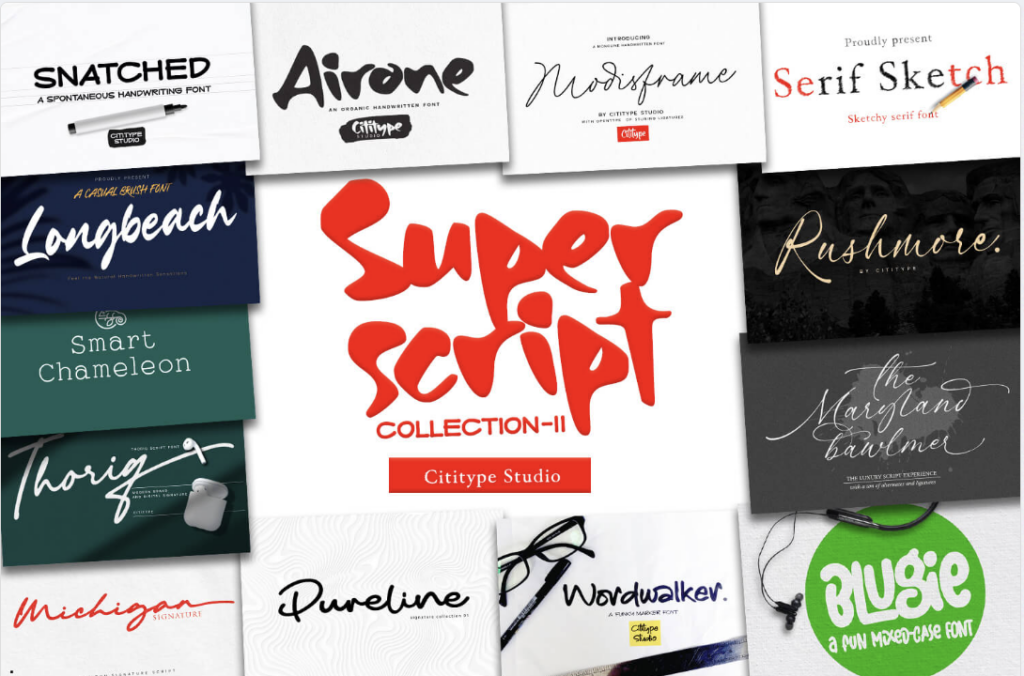 Exclusive: Cititype Super Script Collection II Font Bundle - Mighty Deals
