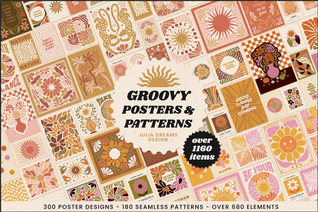 Groovy Boho Posters & Patterns Bundle - Mighty Deals